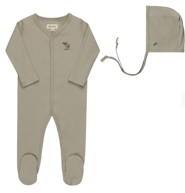 ELY & CO RIBBED PALM EMB FOOTIE W/BONNET (1M-9M) – Klade Children's ...