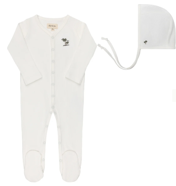 ELY & CO RIBBED PALM EMB FOOTIE W/BONNET (1M-9M) – Klade Children's ...